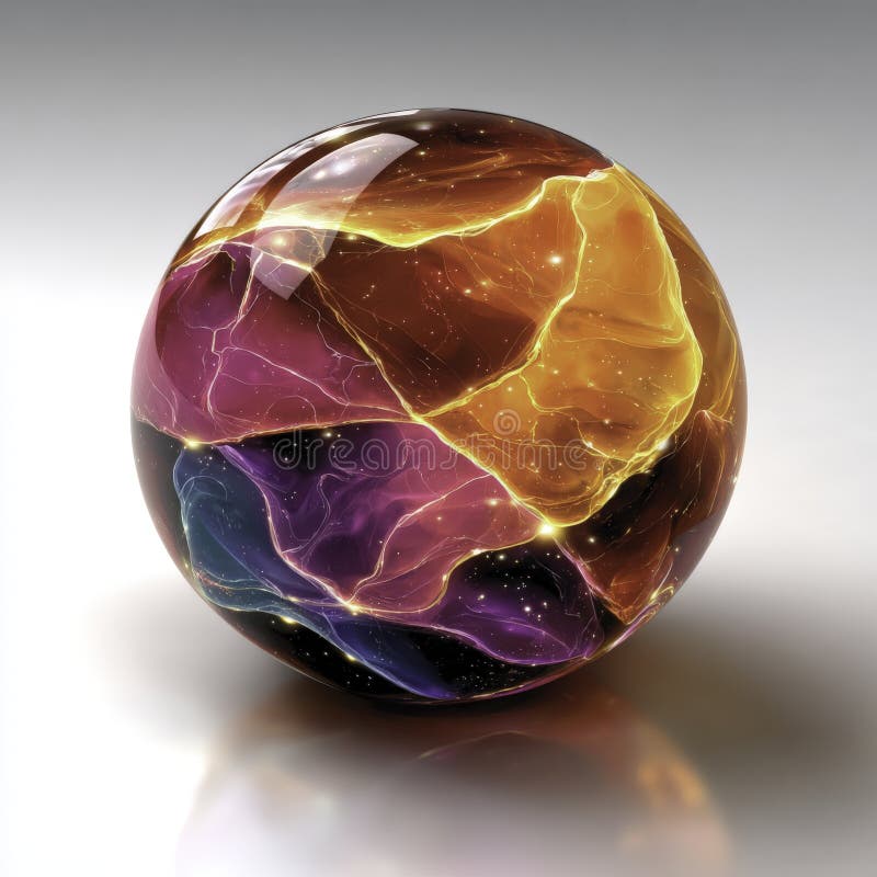 Colorful Spherical Orb with Vibrant Patterns and Glowing Effects on a ...