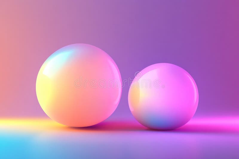 Colorful Spherical Shapes Glowing Against a Gradient Background ...