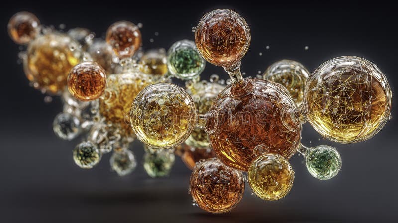 Colorful Molecular Structures Floating in a Dynamic Arrangement Against ...