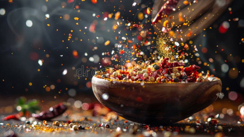 Colorful Spices Exploding Wooden Bowl Stock Photos - Free & Royalty ...