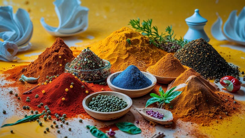 Colorful Spices and Ingredients Creating a Culinary Masterpiece on ...