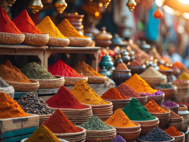 Colorful Spices in a Vibrant Market Stall Stock Photo - Image of ...