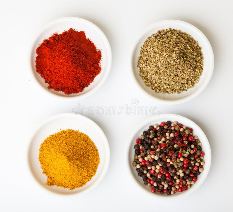Colorful Spices in White Pods Stock Photo - Image of brown, oregano ...
