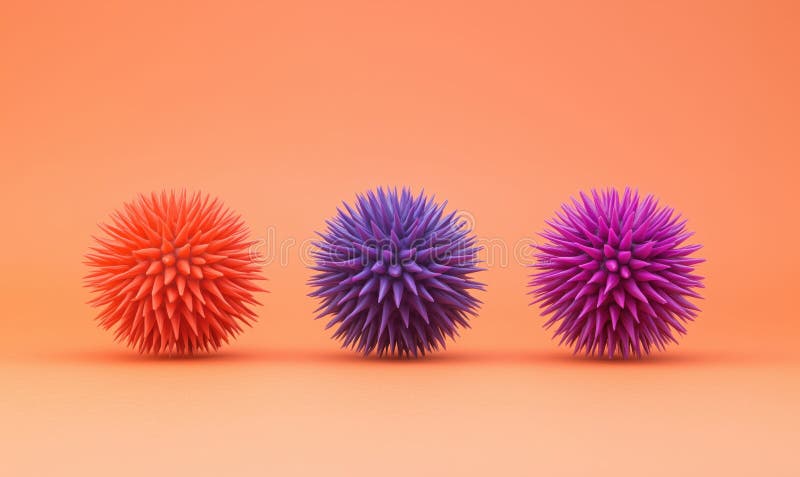 Colorful Spiky Spheres on Orange Background Showcasing Vibrant Design ...