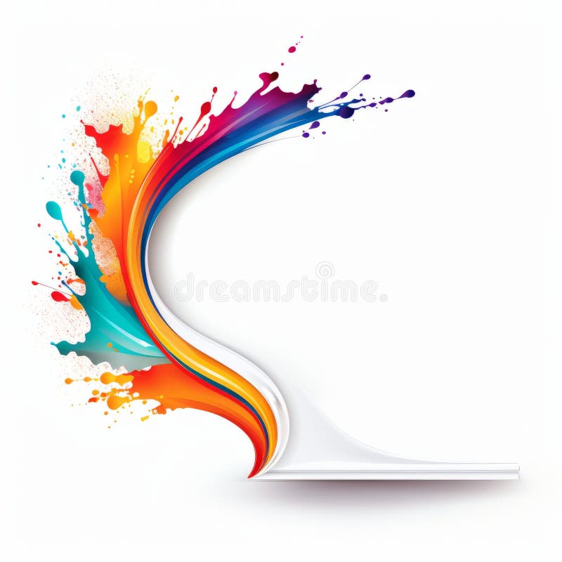 Colorful Spill Splatter Corner Design Element on White Background Stock ...
