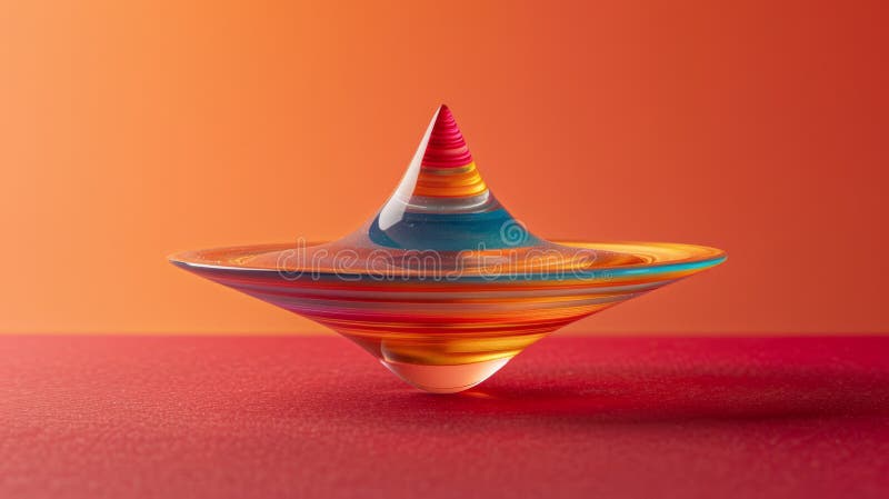 Colorful Spinning Top on a Red-orange Background Stock Photo - Image of ...