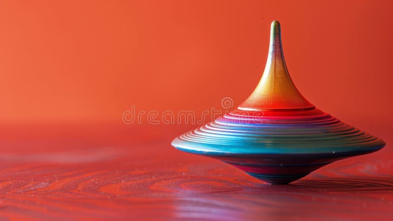Colorful Spinning Top on a Red Table with a Red Background. Stock Photo ...