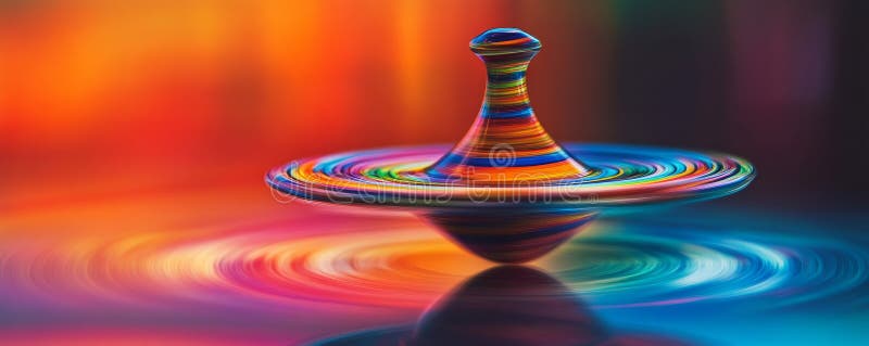 Colorful Spinning Top on Vibrant Abstract Background, Motion and ...