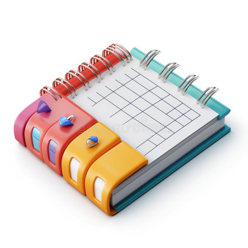 Colorful Spiral Notebook with Blank Pages and Push Pins Stock ...