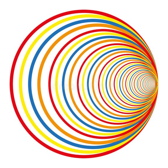 Colorful Spiral Circles. Rainbow Ring Pattern. Vector Concentric Design ...