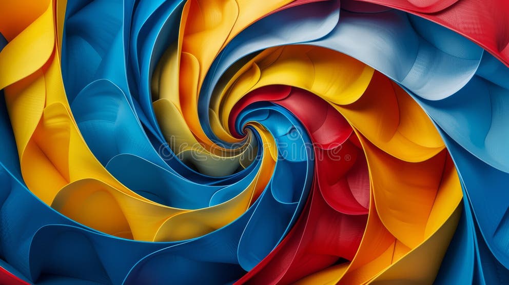 Colorful Spiral Design Featuring Red, Blue, and Yellow Patterns ...
