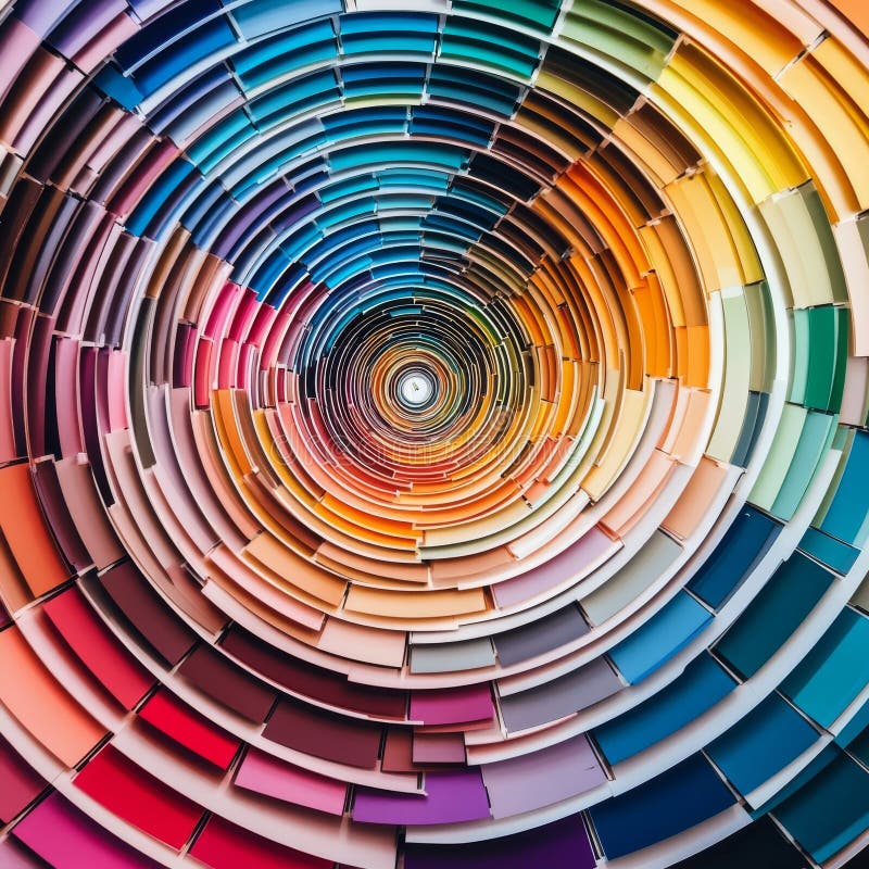 Colorful Spiral Display of Paint Swatches in a Vibrant Array at a ...