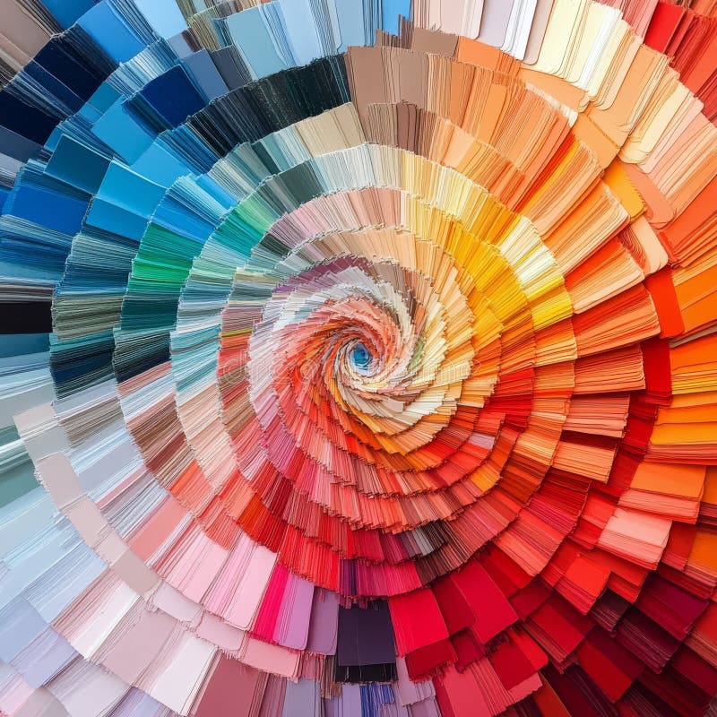 Colorful Spiral Display of Paint Swatches in a Vibrant Array at a ...