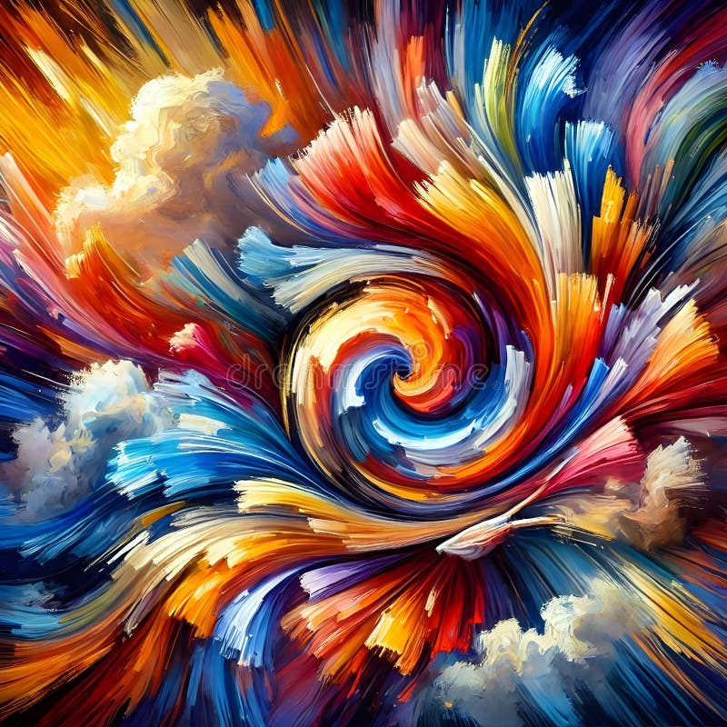 Colorful Spiral Exploding from the Center Creating Dynamic Shapes Stock ...