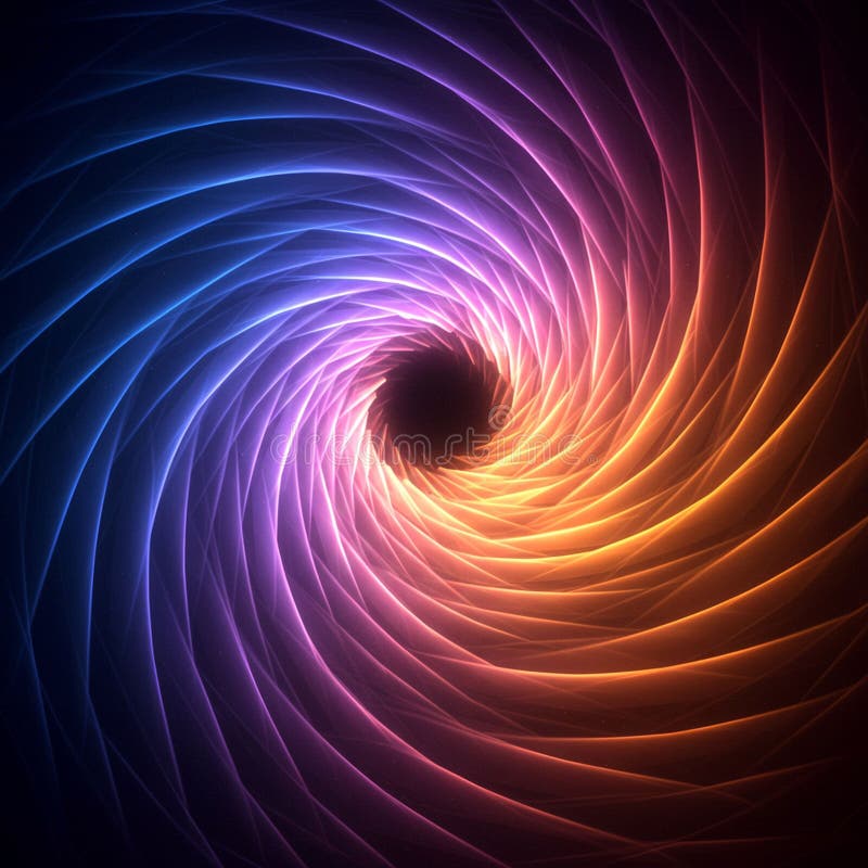 Colorful Spiral Pattern with a Central Black Void, Composed of ...