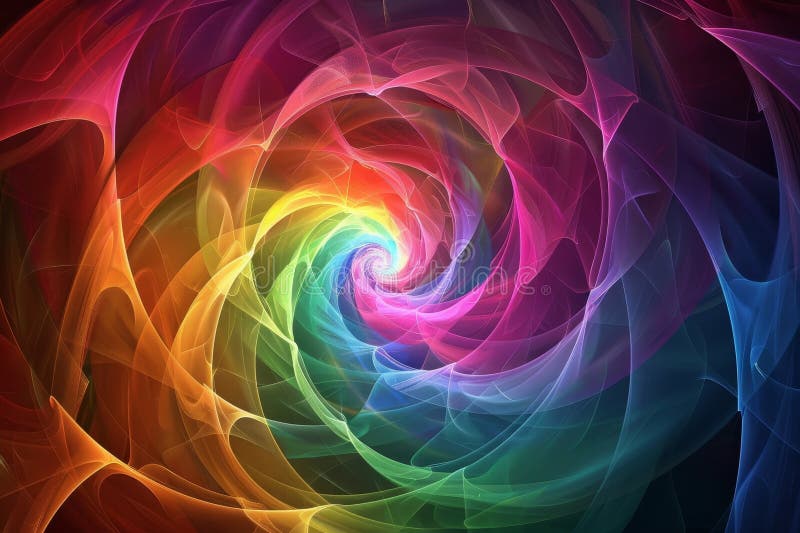 Colorful Spiral Rainbow Lights Digital Art Background for Creative ...