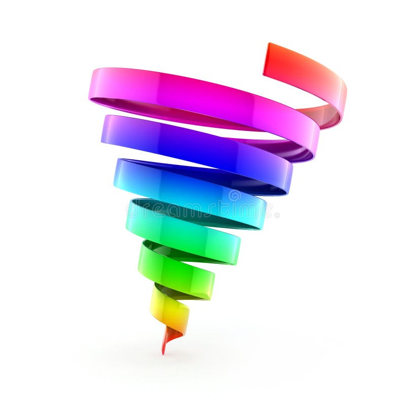 Colorful Spiral Ribbon 3d Rendering Stock Illustration - Illustration ...