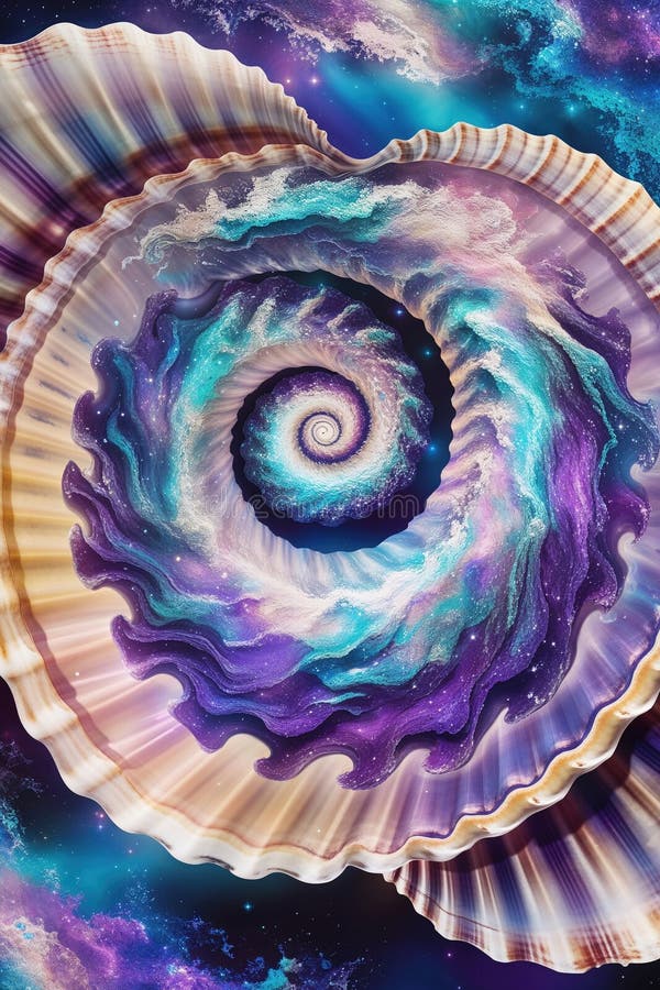 Colorful Spiral Shell Design Combines Shades of Blue and Purple ...