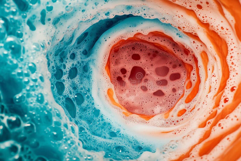 Colorful Spiral of Soapy Water and Fabric Inside a Washing Machine ...