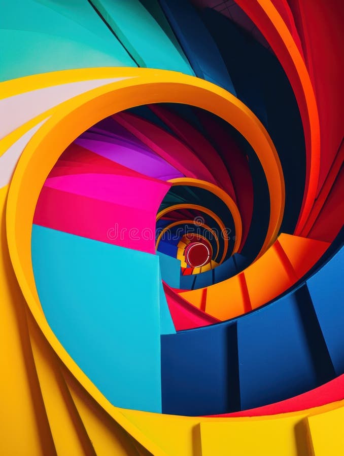 A Colorful Spiral Staircase in a Building. Generative AI Image. Stock ...