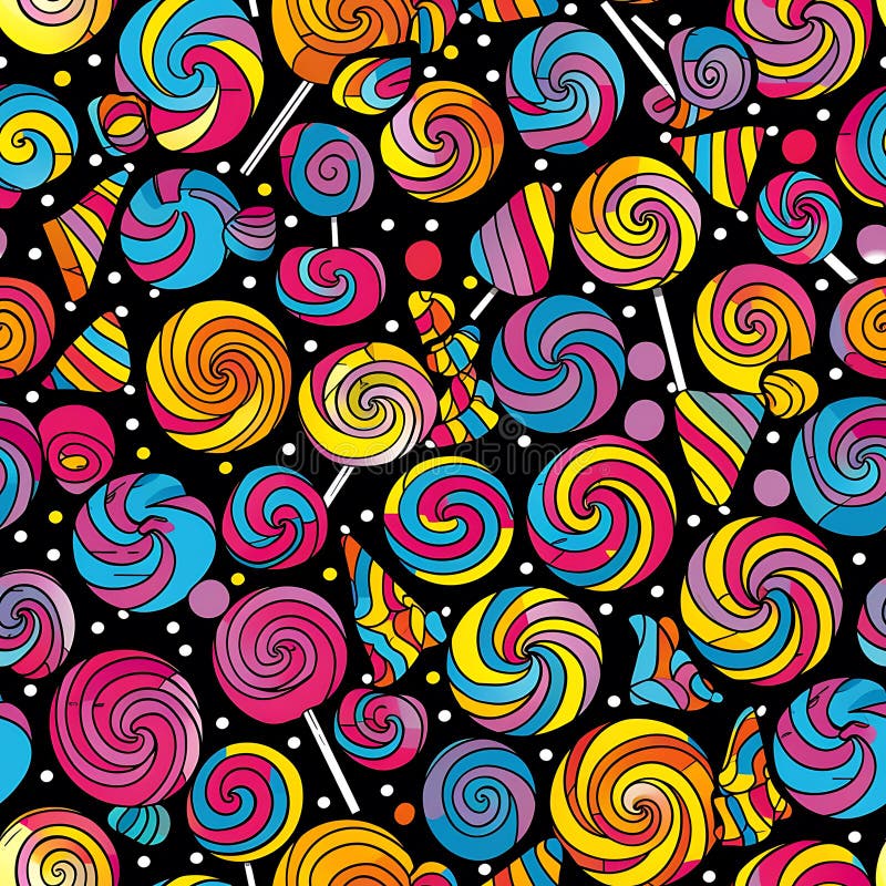 Colorful Spirals Repeating Pattern Pop Art Style, Candy Inspired Stock ...