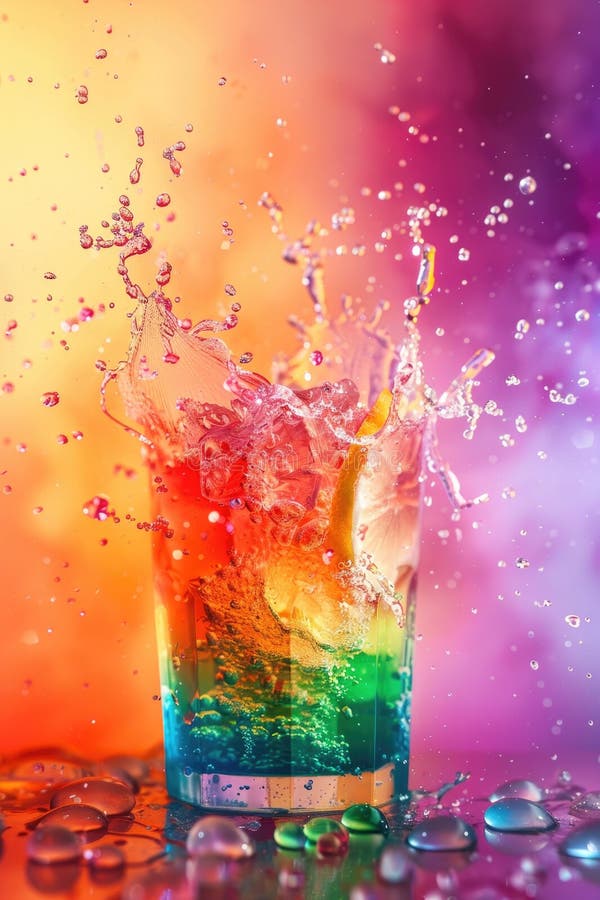 Colorful Splash with Citrus Cocktail Against a Vibrant Background Stock ...