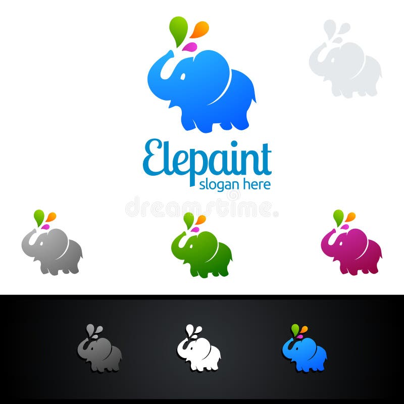 Colorful Splash of Elephant Logo,Painting Vector Logo Design Stock ...