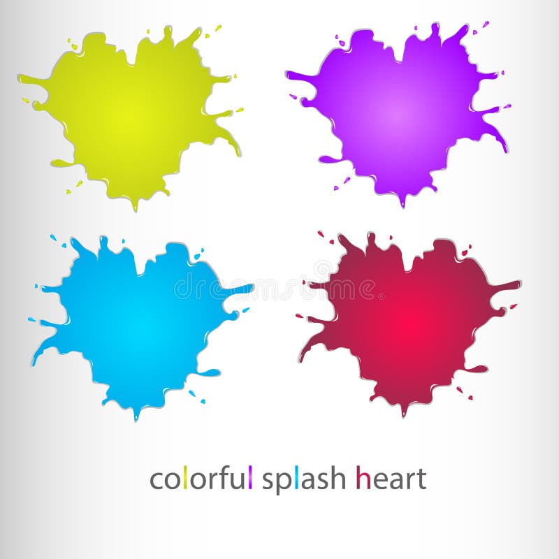 Colorful Splash Heart Icon, Set Stock Illustration - Illustration of ...
