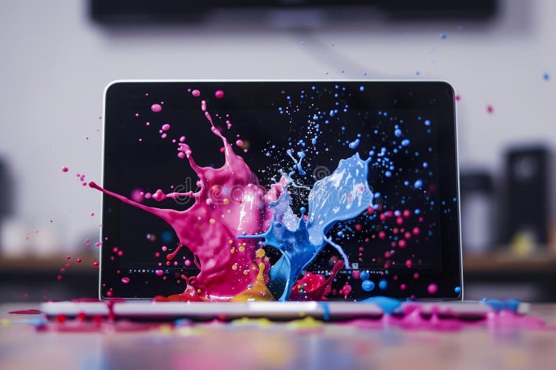 Colorful Splash on Laptop stock illustration. Illustration of keyboard ...