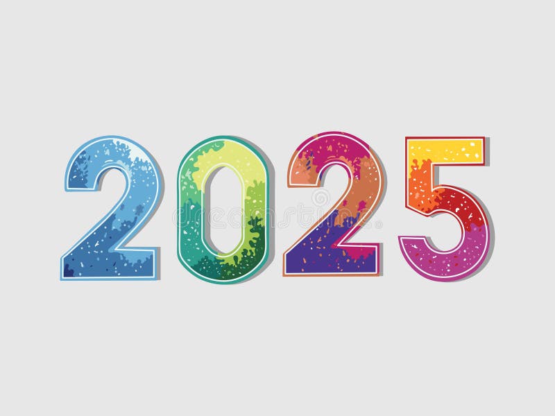 Colorful Splash 2025 Number Texture for Happy New Year Vector Stock ...
