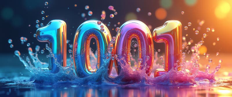 Colorful Splash of the Number 1001 in Vibrant Water Stock Image - Image ...