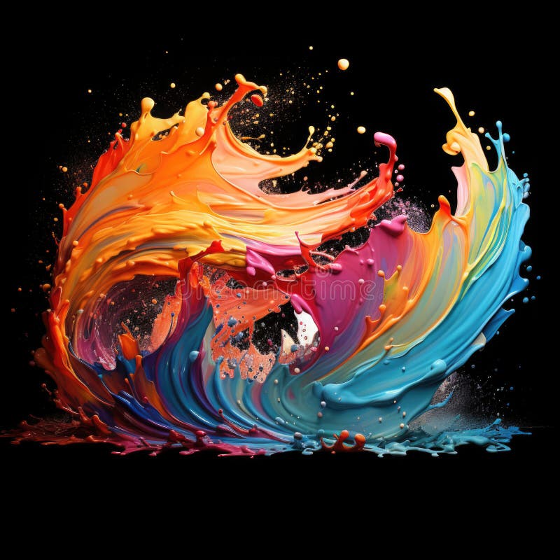 A Colorful Splash of Paint on a Black Background. Generative AI Image ...
