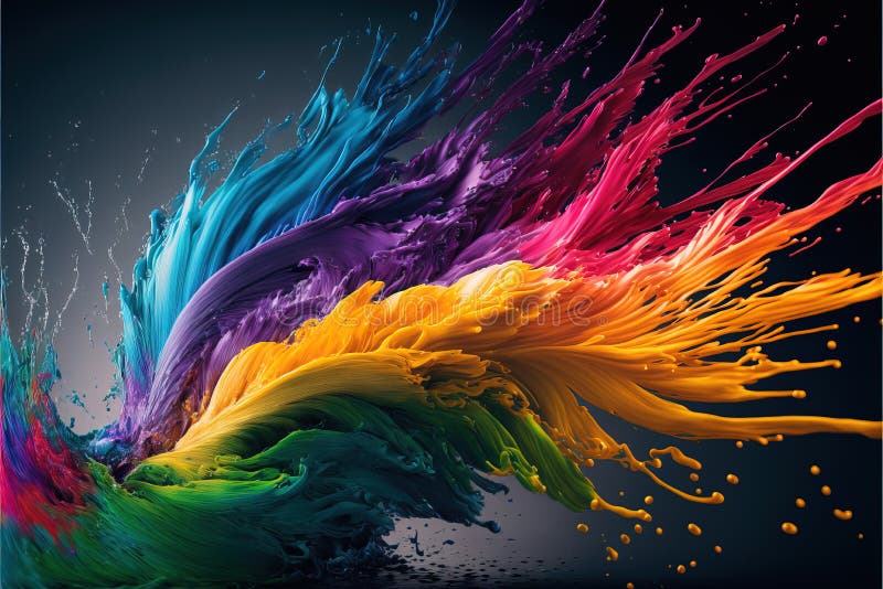 A Colorful Splash of Paint on a Black Background with a Black ...