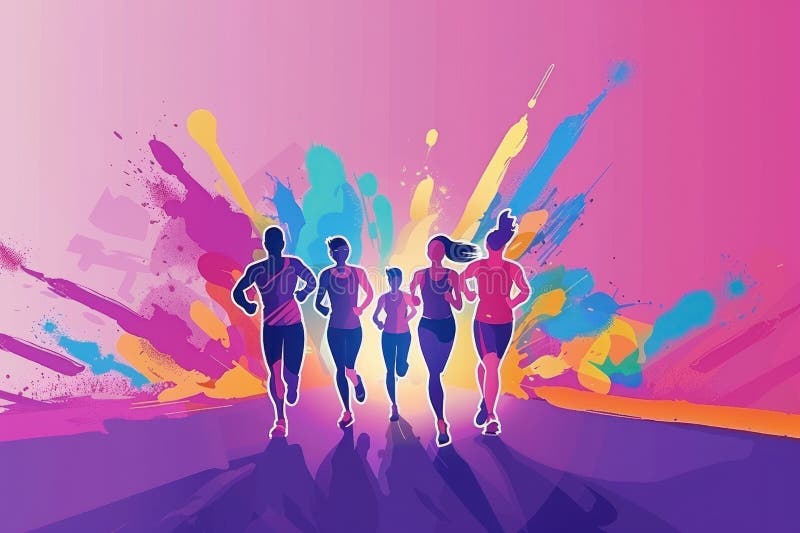 Colorful Splash Running Marathon Poster, People Run, Colorful Poster ...