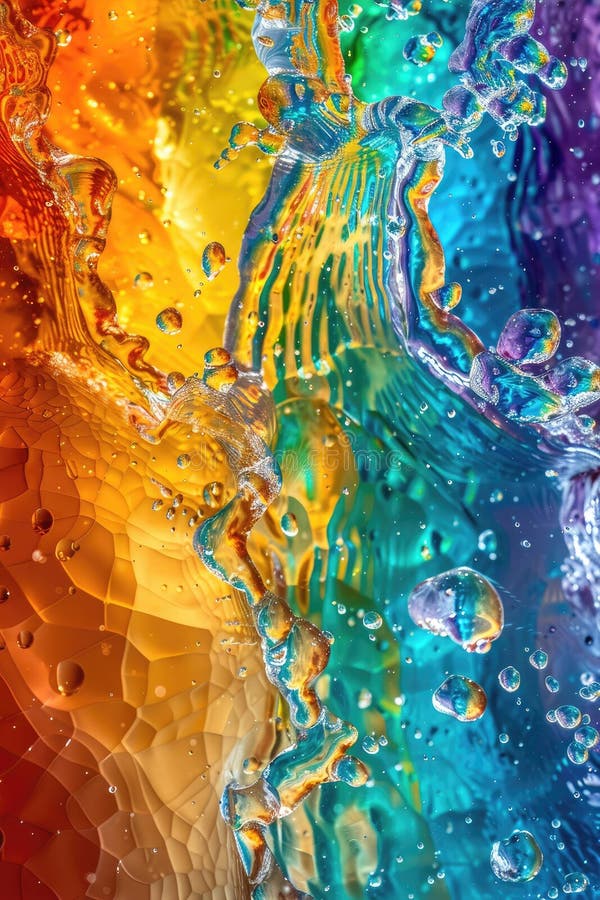 A Colorful Splash of Water with a Rainbow Effect Stock Image - Image of ...