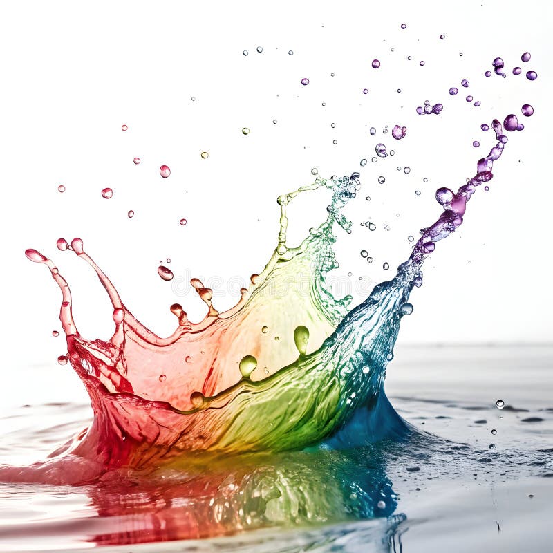 Colorful Splash of Water with Rainbow Effect Isolated on White Stock ...
