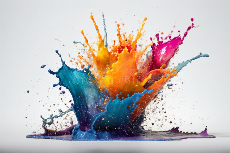Colorful Splash on White Background. Generative Ai. Stock Illustration ...