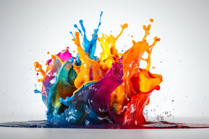 Colorful Splash on White Background. Generative Ai. Stock Illustration ...