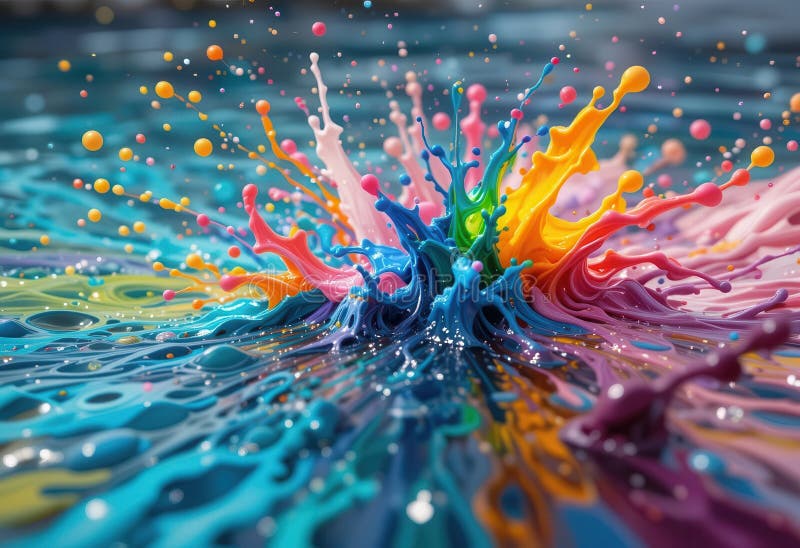Colorful Splashes Create Vibrant Patterns in a Swirling Liquid ...