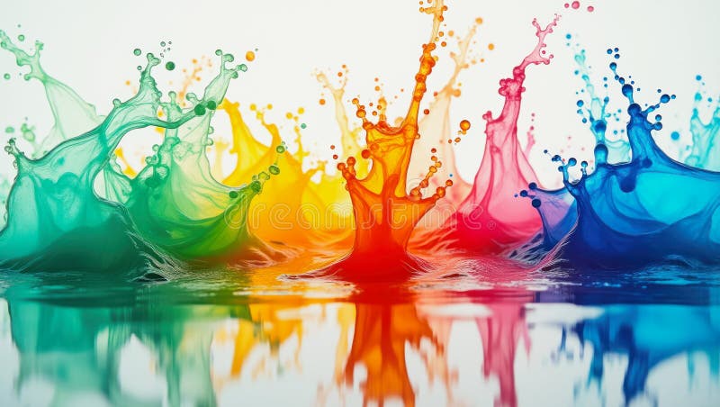 Colorful Splashes of Liquid Creating Vibrant Patterns in a Dynamic Display of Motion and ...