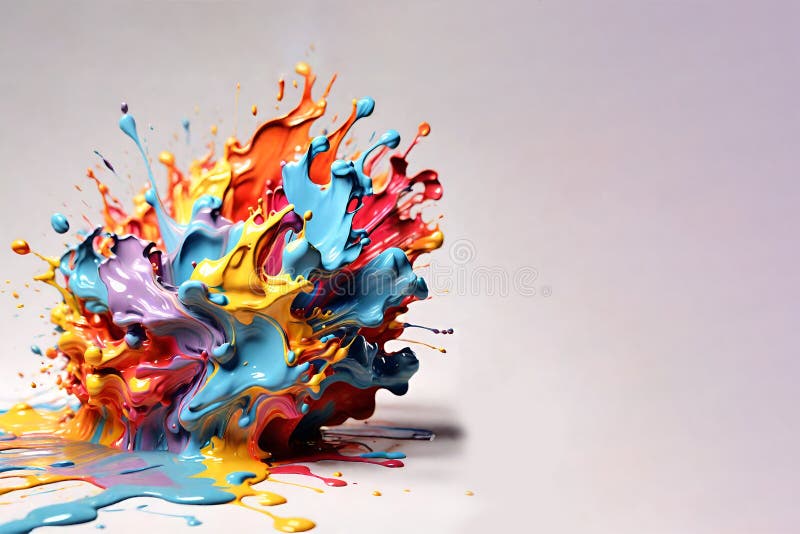 Colorful Splashes of Multi-colored Paint Flying in Different Directions ...