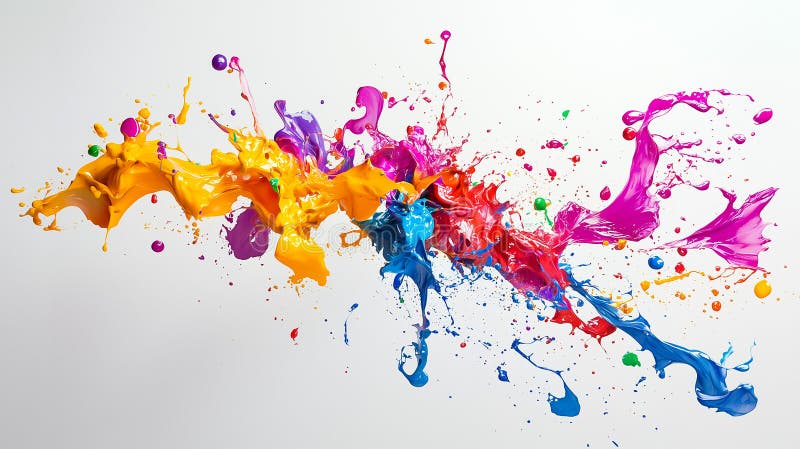 Colorful Splashes of Paint Burst Across a White Background, Creating a ...