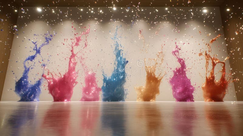 Colorful Splashes of Paint Create an Artistic Display Against a Wall ...
