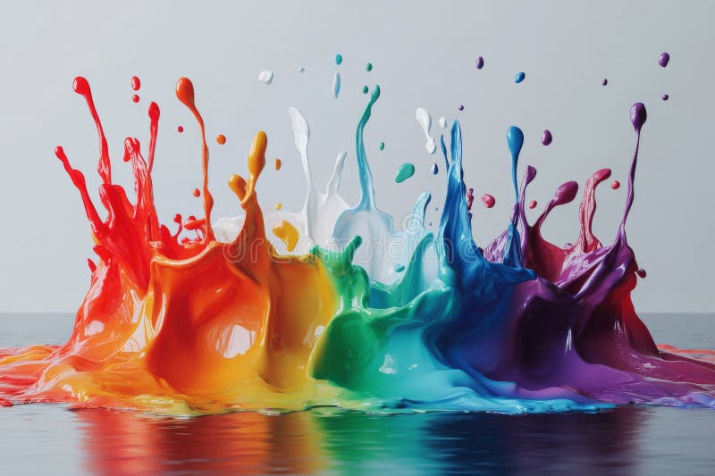Colorful Splashes of Paint Create Vibrant Patterns in Water during a ...