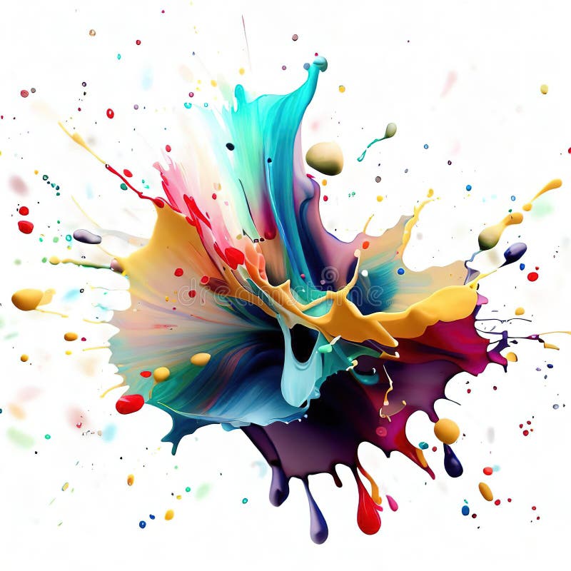 Colorful Splashes of Paint, Geometric, Abstract Art Copy Space with ...
