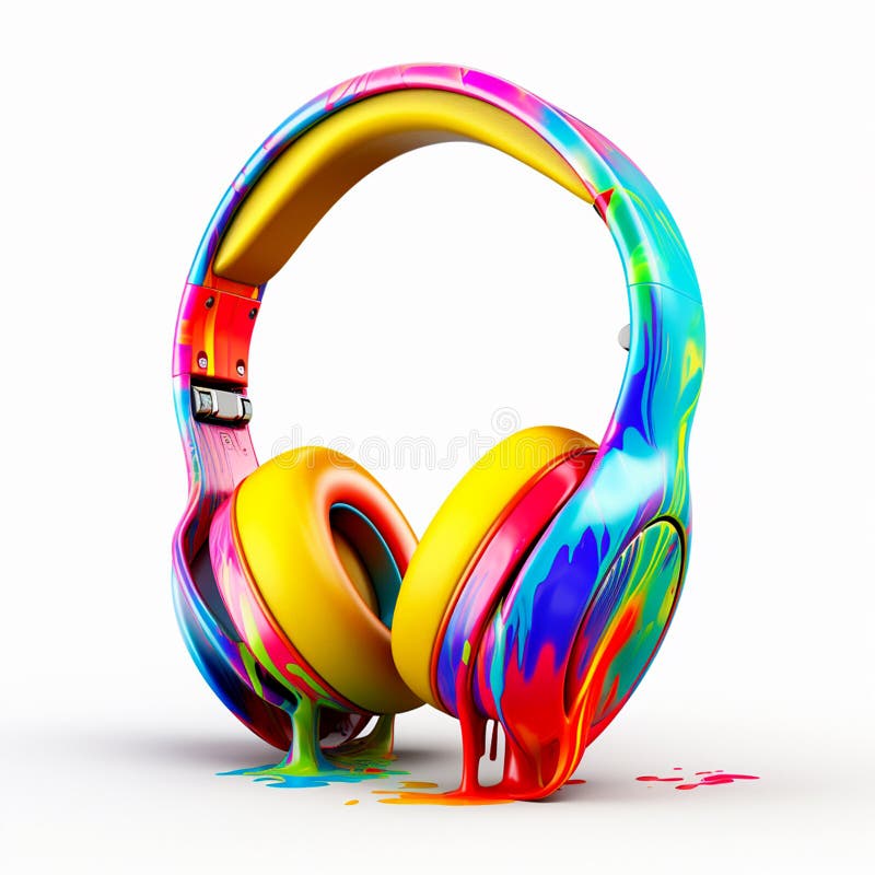 A Colored Splashes Paint Headphone. a Colorful Splashes Paint Headphone ...