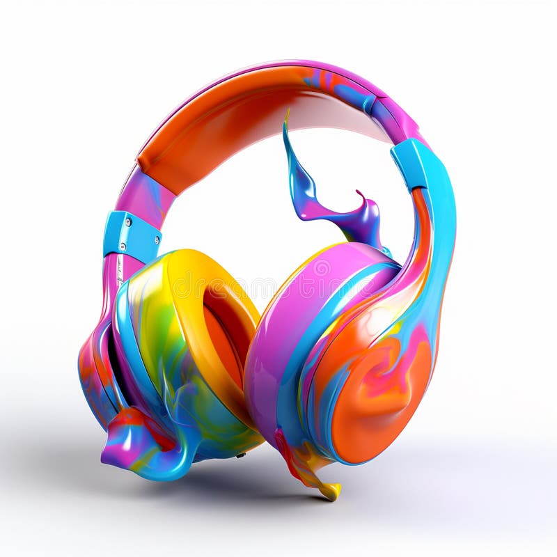 A Colored Splashes Paint Headphone. a Colorful Splashes Paint Headphone ...