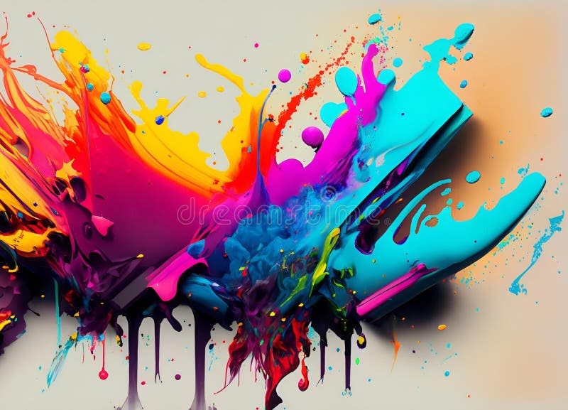 Colorful Splashes of Paint on Neutral Background Stock Illustration ...