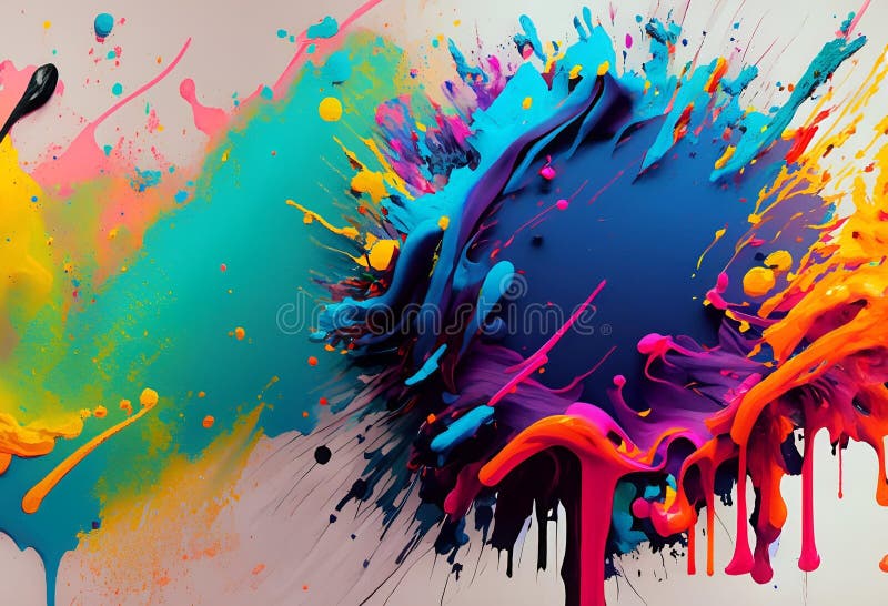 Colorful Splashes of Paint on Neutral Background Stock Illustration ...