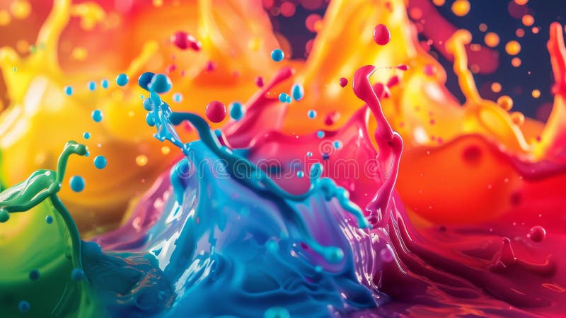 Colorful Splashes of Paint in Vibrant Motion Stock Photo - Image of ...
